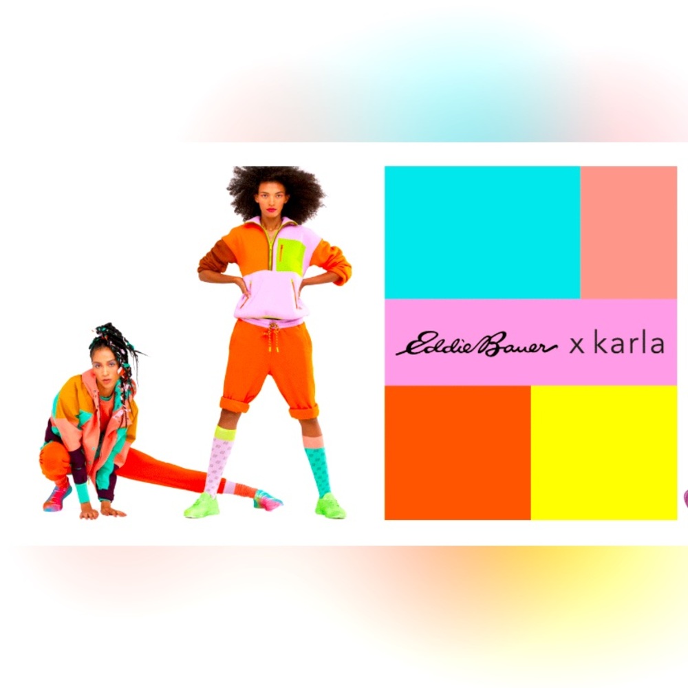 Rare Eddie Bauer X Karla Collab Colorblock Fleece 1/2… - Gem